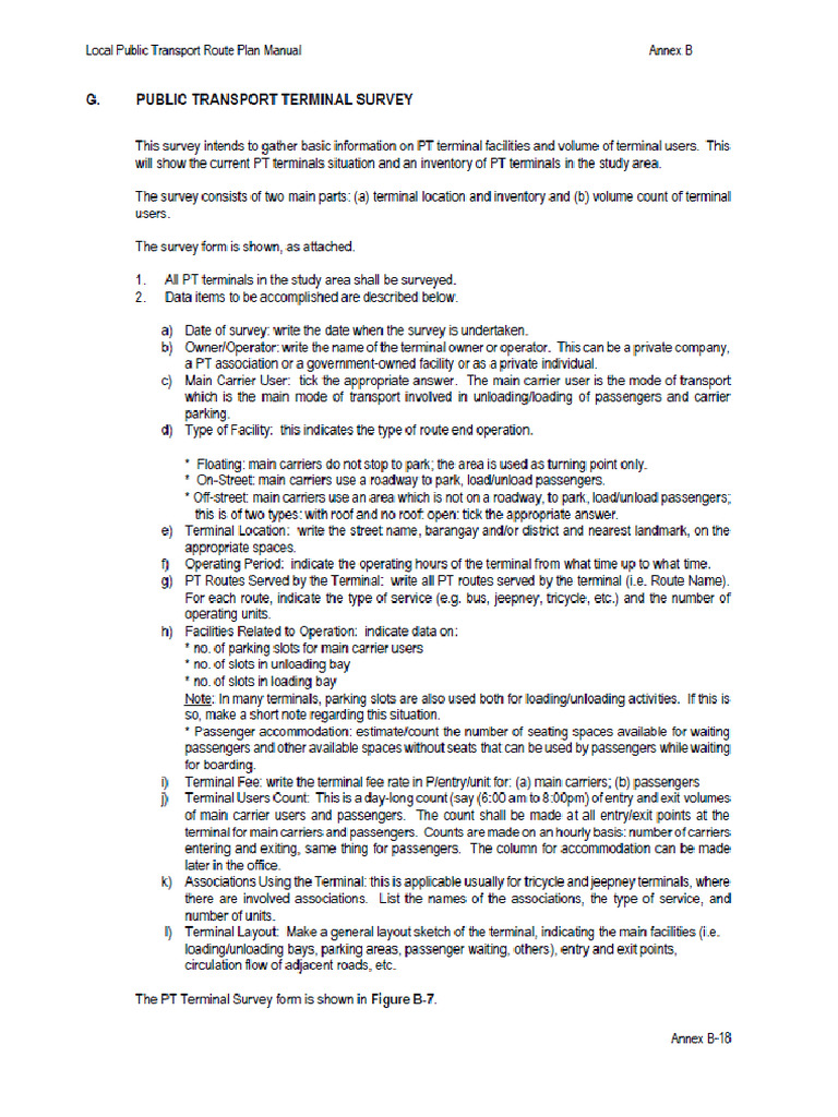 Public Transport Terminal Survey | PDF