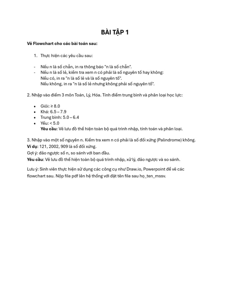 Exercise 1 Flowchart | PDF