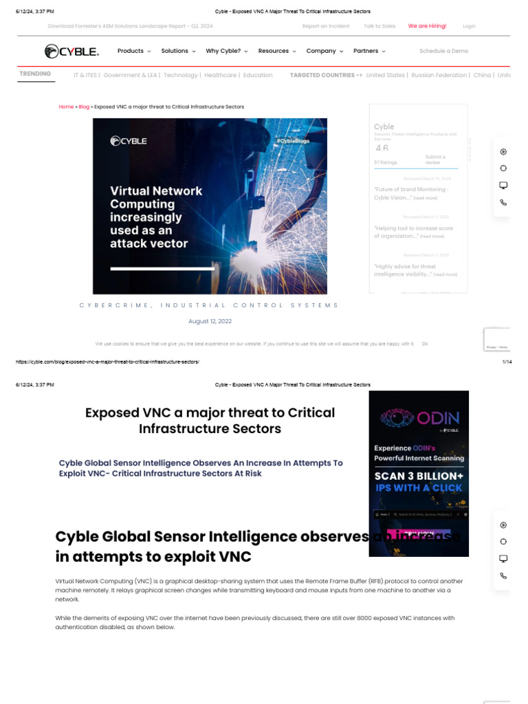 2022 - Cyble - Exposed VNC A Major Threat To Critical Infrastructure Sectors v2 | PDF | Computer ...