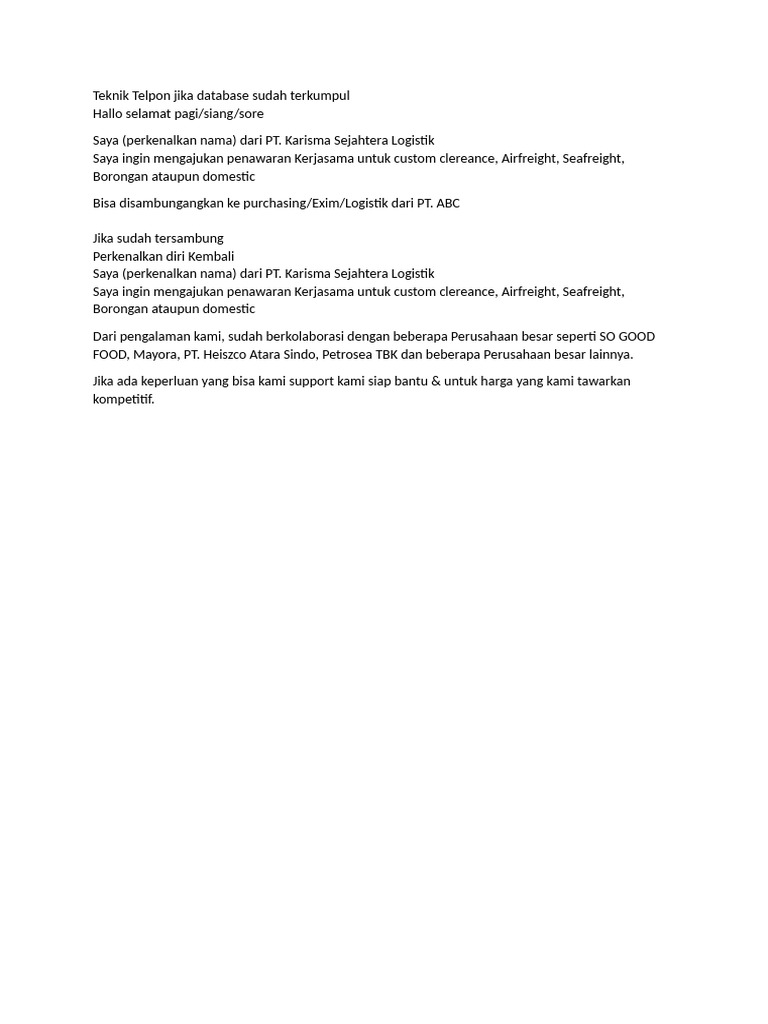 Teknik Telpon Customer | PDF