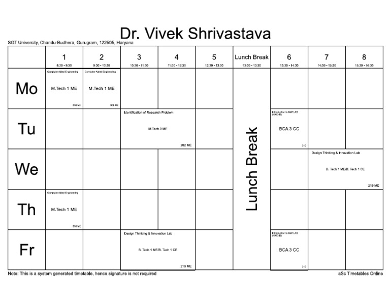 Odd Timetable | PDF