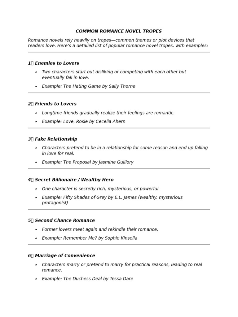 Common Romance Tropes | PDF