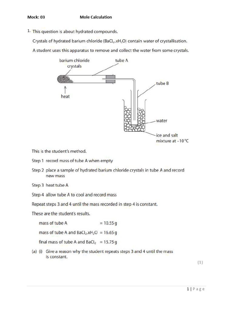 Mock 3 Mole Calculation | PDF