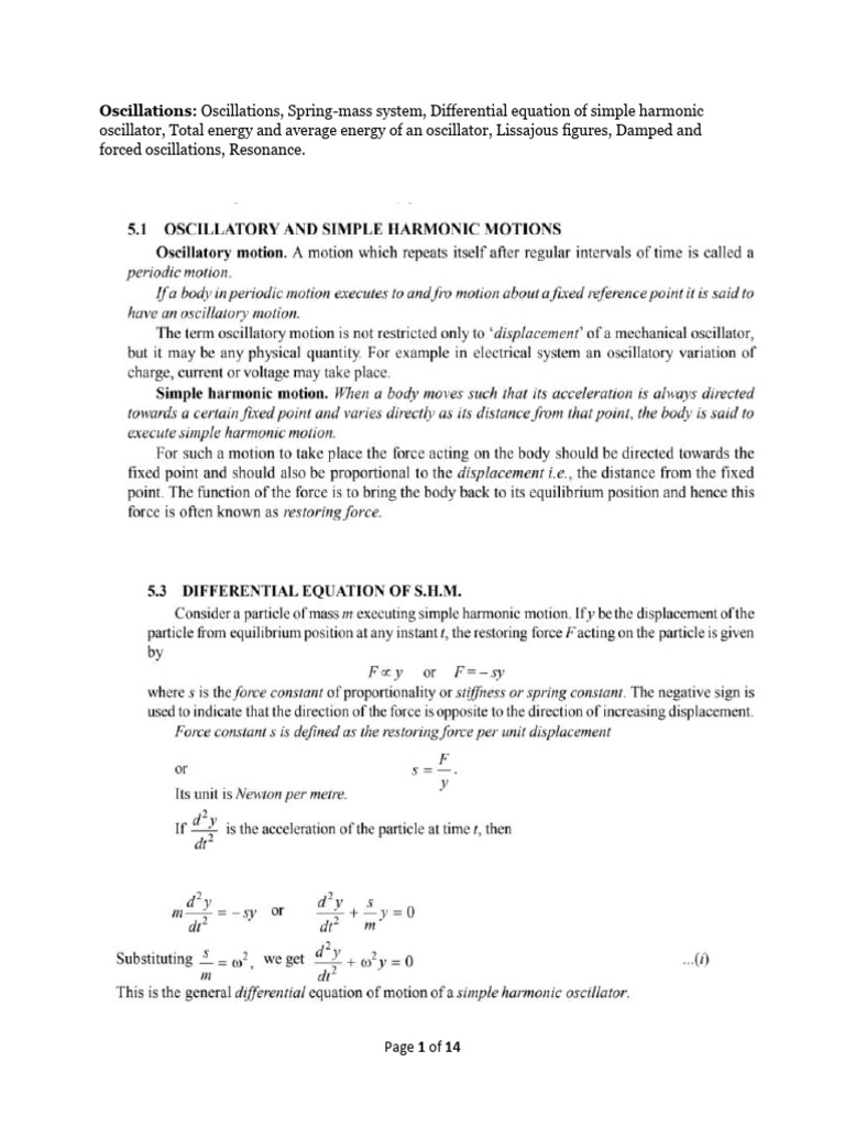 Chapter 2 Oscillations | PDF