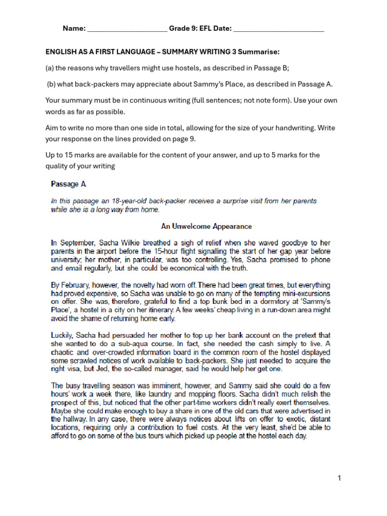 Summary Writing Practice Question # 1 | PDF | Linguistics | Human ...