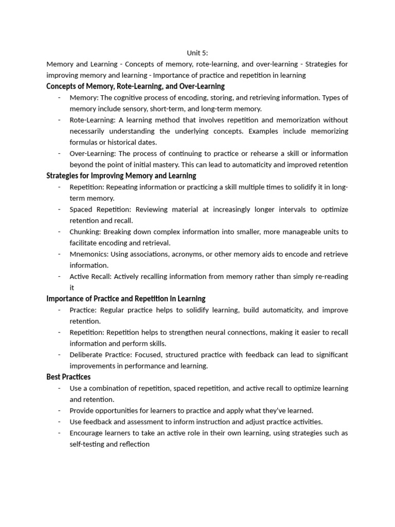 Memory Retention Strategies Overview | PDF