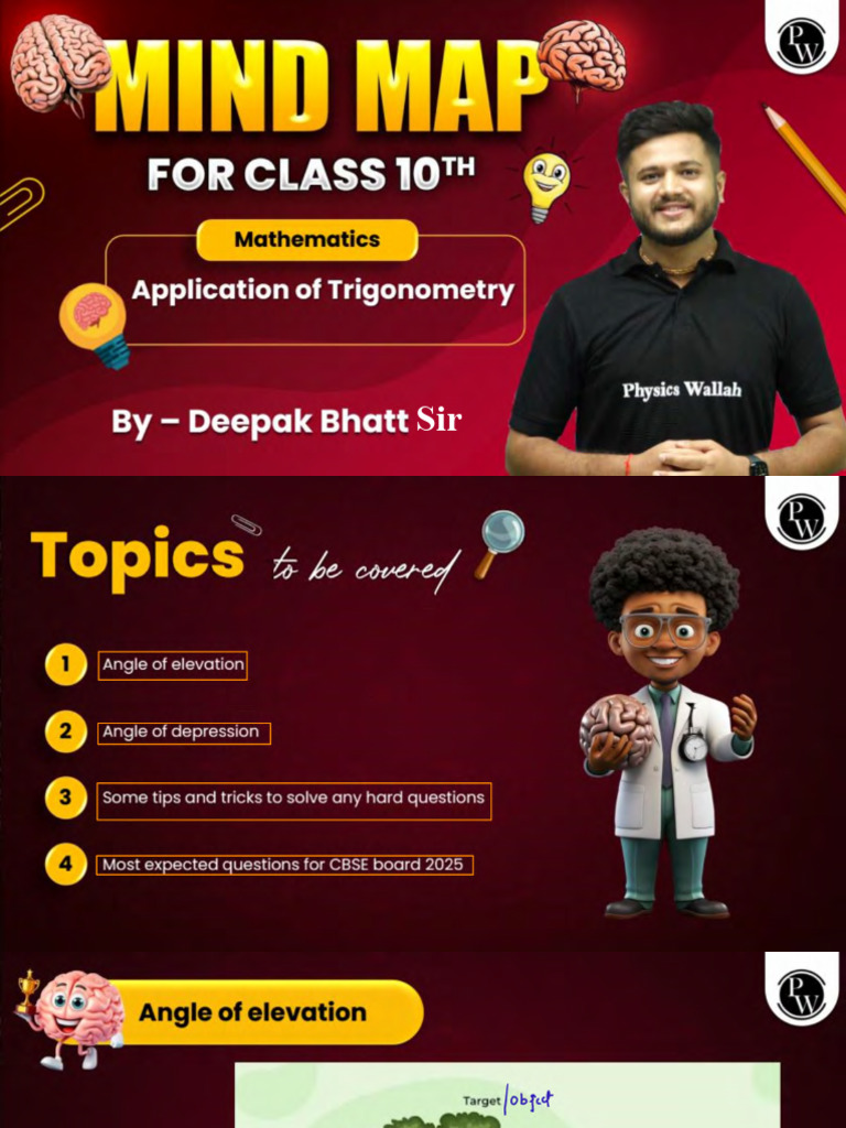 Application of Trigonometry - Class Notes - Class 10th Mind Map Series ...