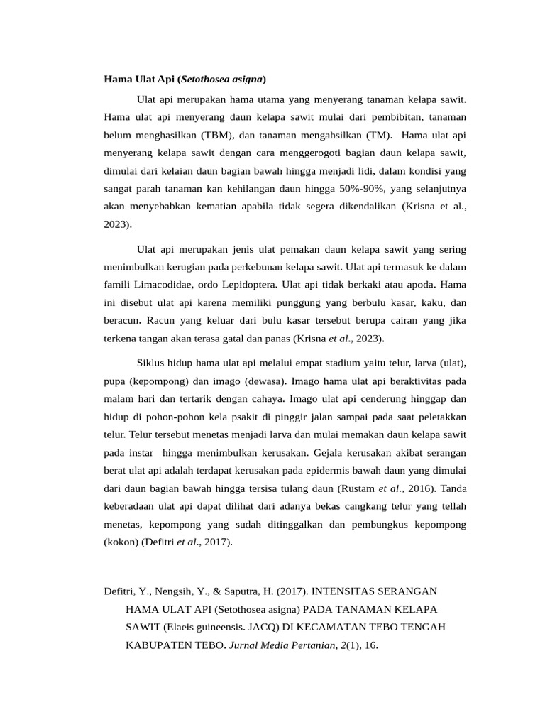 Hama Ulat Api pada Kelapa Sawit | PDF