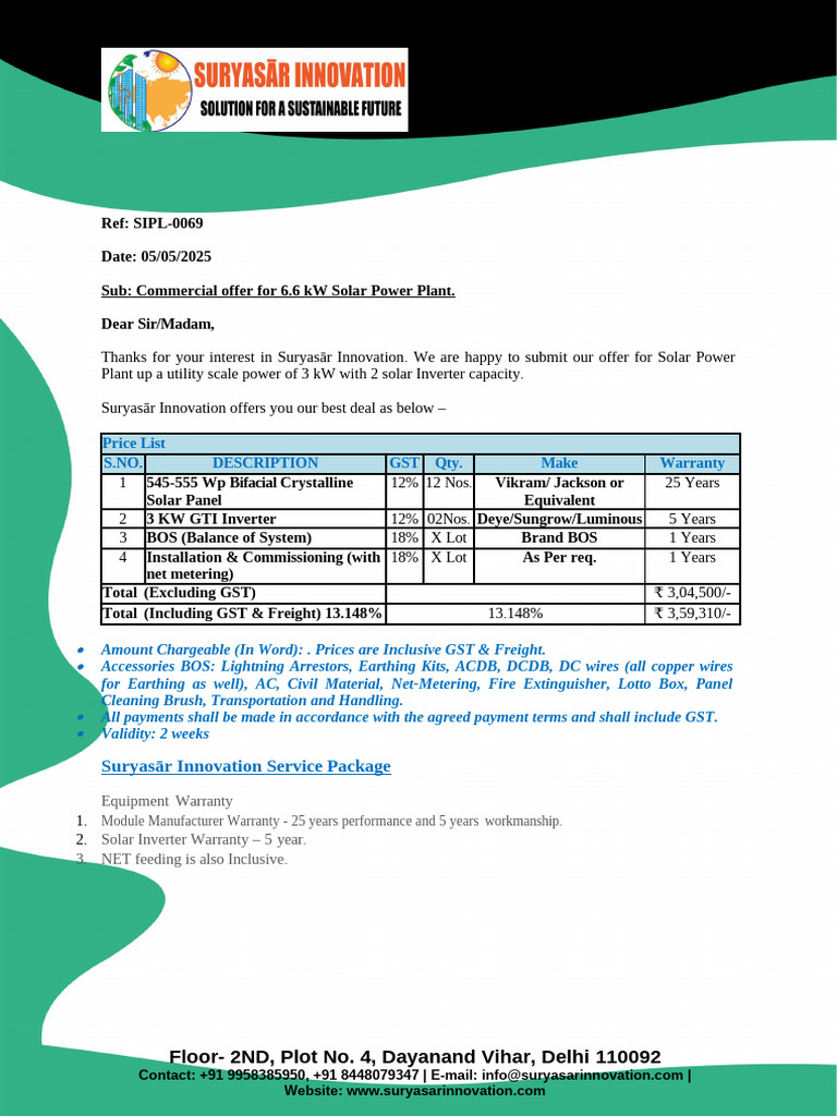 Quotation Sample | PDF | Arbitration | Solar Panel