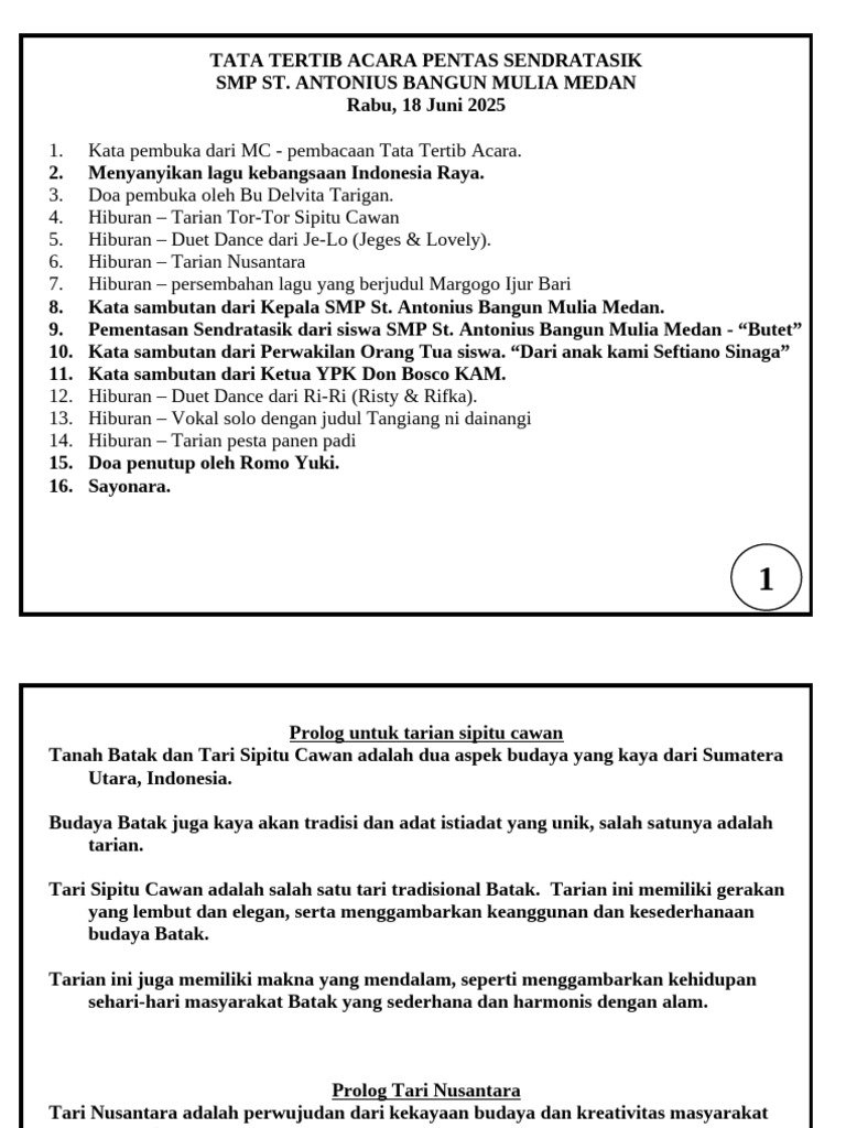 Tata Tertib Acara Pentas Sendratasik | PDF
