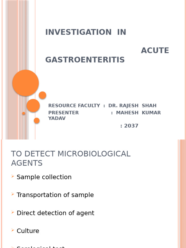 Investigation in Acute Gastroenteritis | PDF | Infection | Salmonella