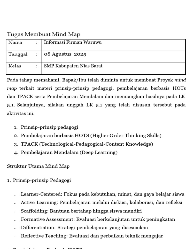 1.5.a.1. Unggah Tugas Membuat Mind Map (LK 5.1) | PDF