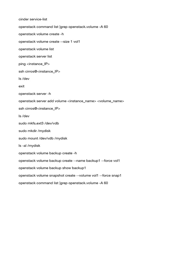 38 Cinder Commands | PDF