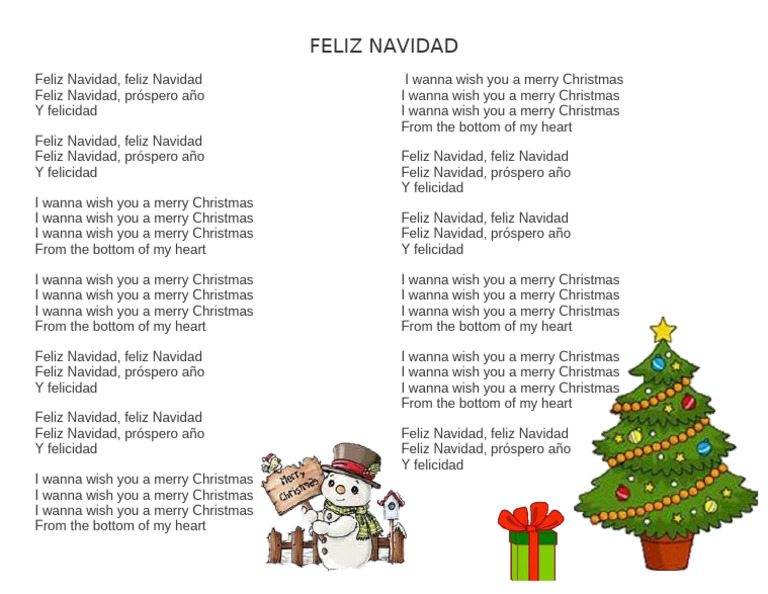 Verwunderlich Feliz Navidad Text Pdf Bild