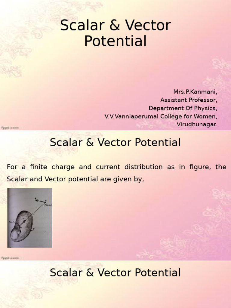 Scalar and Vector Potential in Physics | PDF | Electric Field ...
