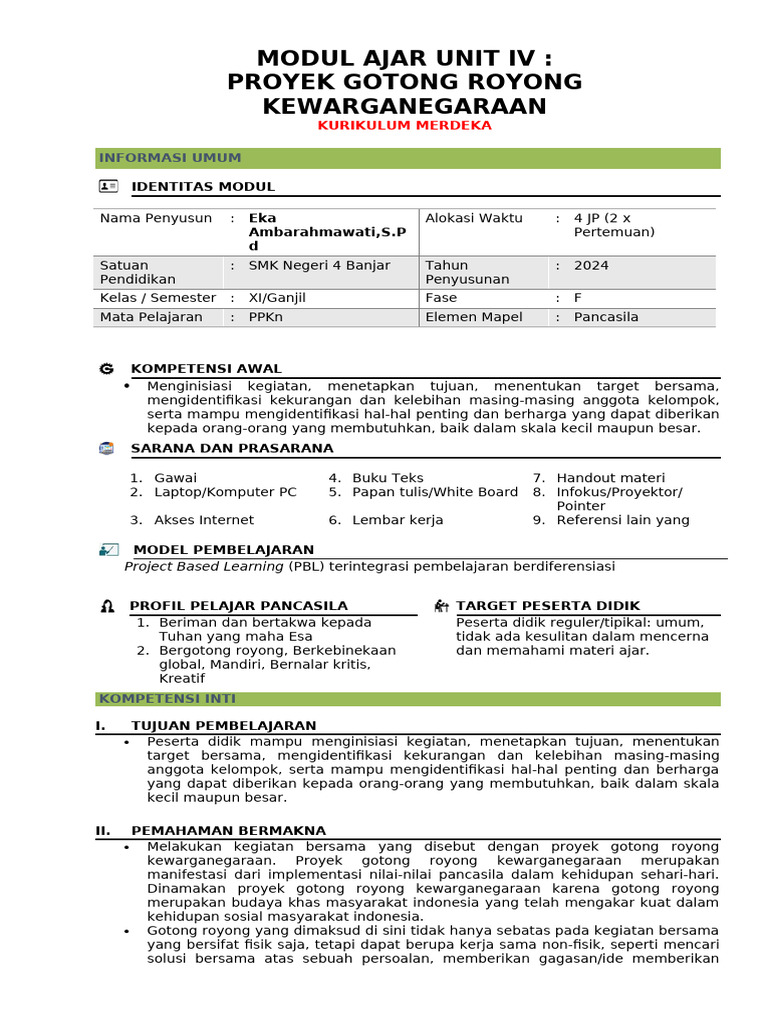 Modul Ajar Unit IV | PDF