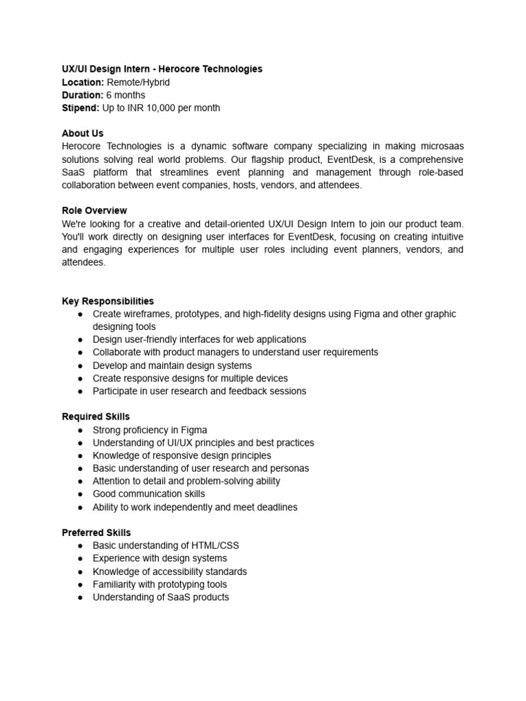UX - UI Design Intern - Herocore Technologies | PDF | User Interface Design | User Interface