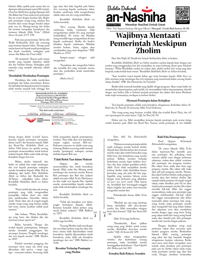 Ketaatan pada Pemimpin Zholim dalam Islam | PDF