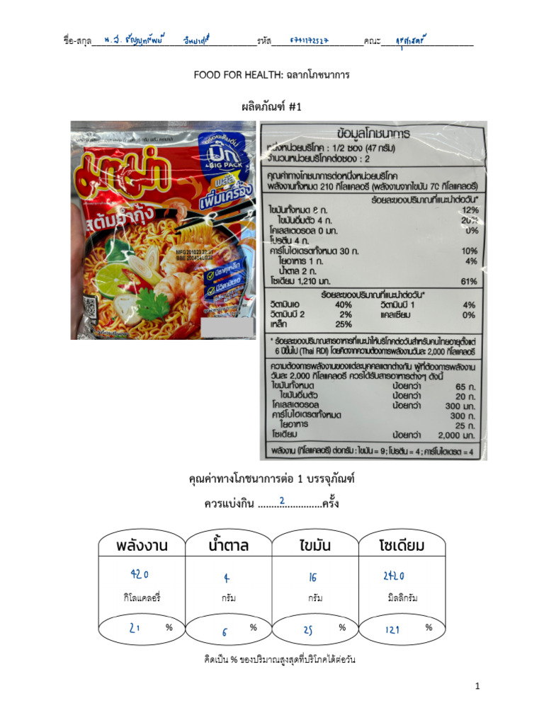 Nutrition Label Worksheet | PDF