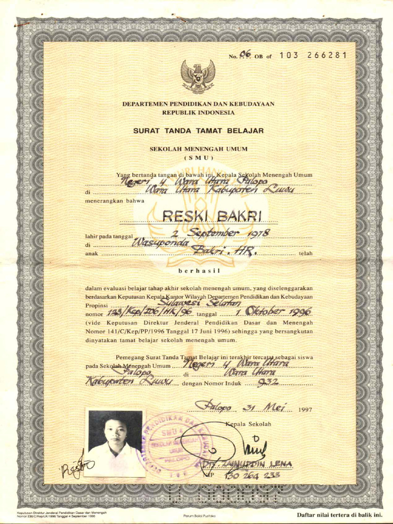 Ijasah Sma Kak Reski | PDF