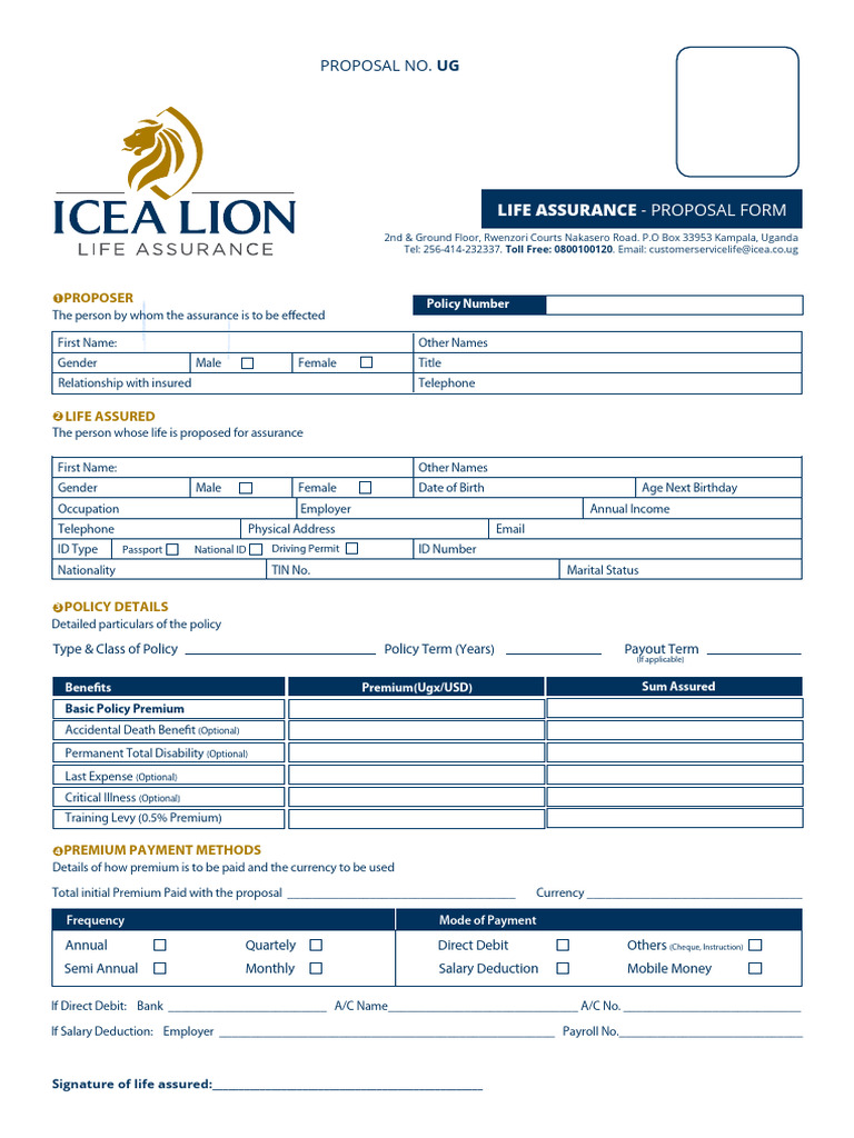 ICEA Life Assurance Proposal Form | PDF | Life Insurance | Heart