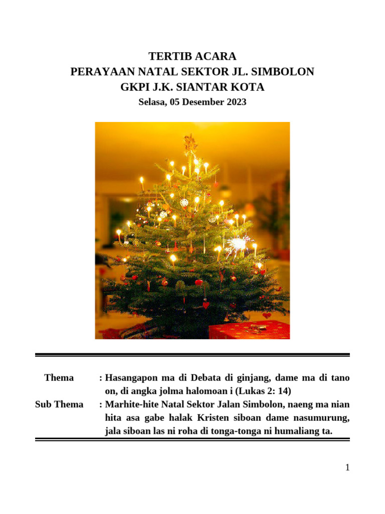 Perayaan Natal Sektor Jl. Simbolon 2023 | PDF
