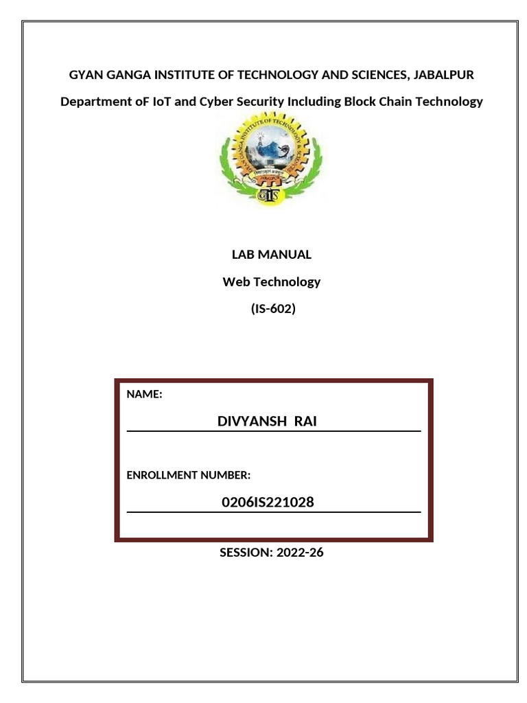 Web Technology Lab Manual for IoT | PDF | World Wide Web | Internet & Web