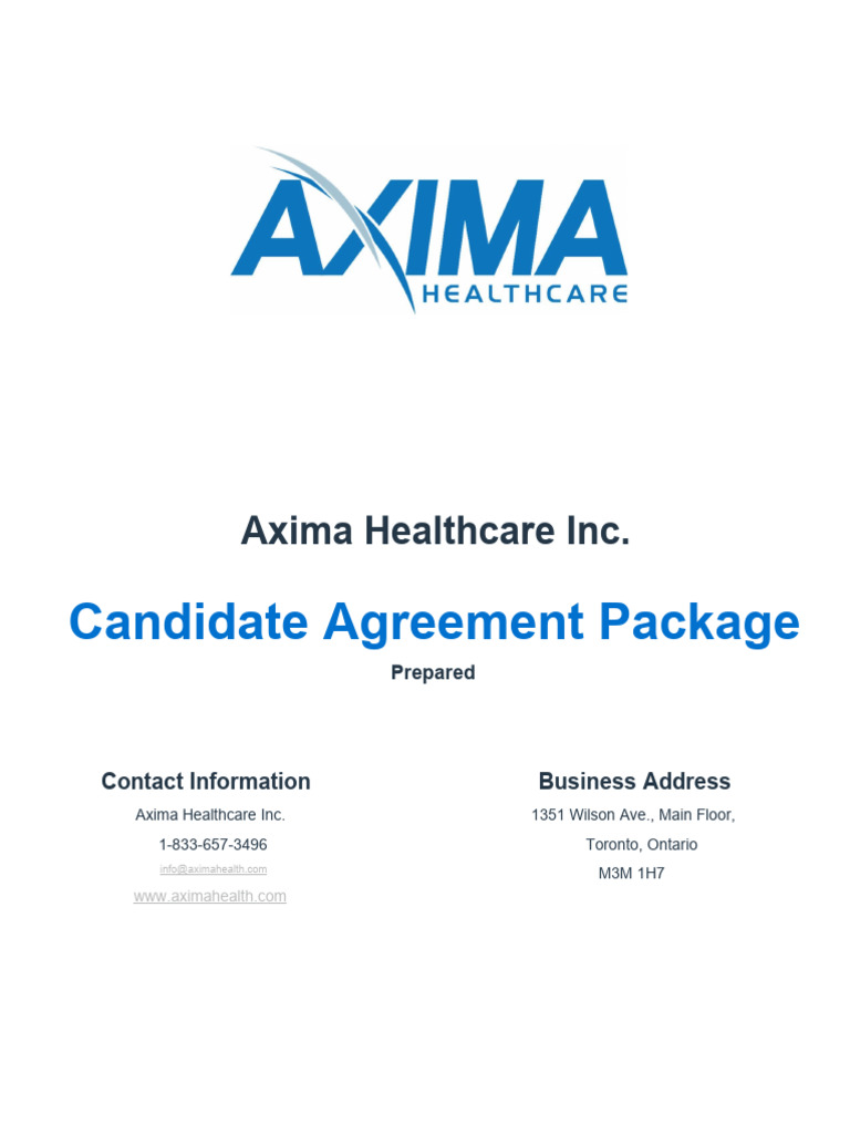 Axima Candidate Agreement Package | PDF | Payments | Fee