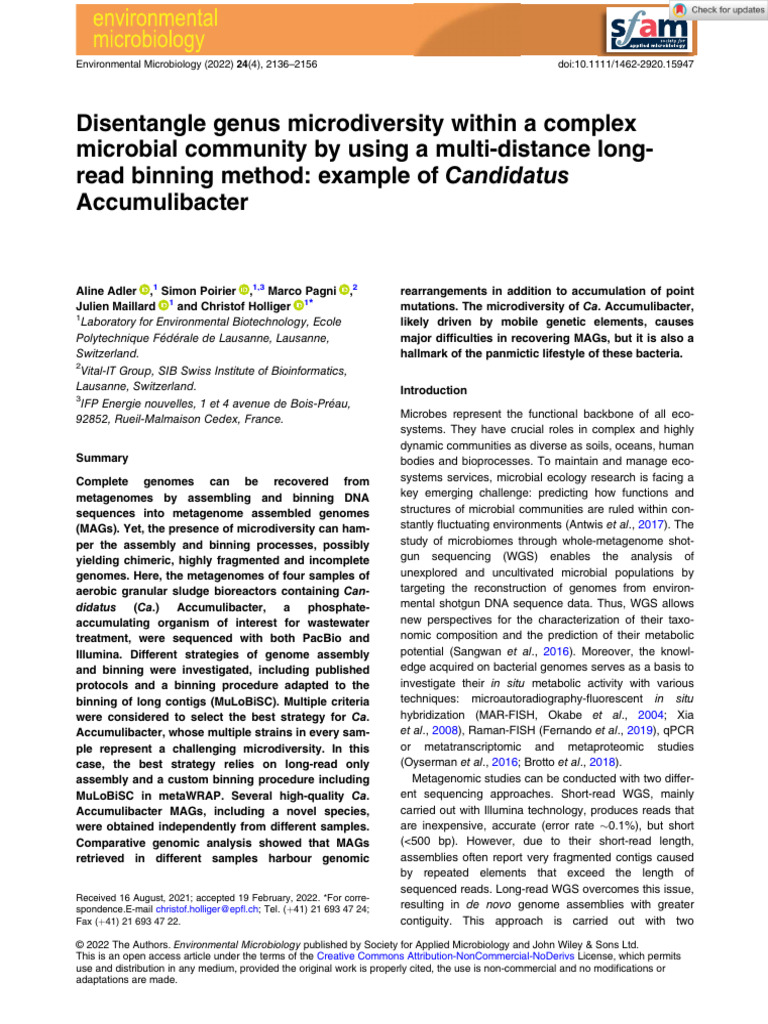 Environmental Microbiology - 2022 - Adler - Disentangle Genus ...