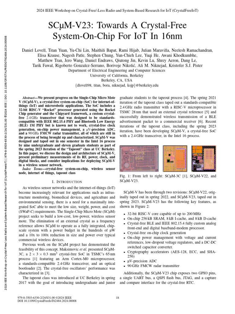 SCM-V23 Towards A Crystal-Free System-On-Chip For IoT in 16nm | PDF ...