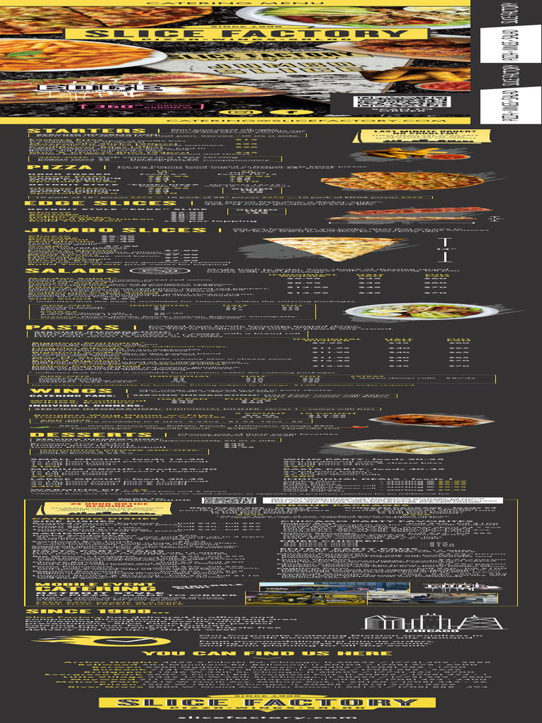 Slice Factory Catering Menu | PDF | Salad | Pasta