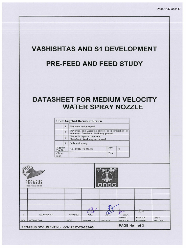 Data Sheet For Mvws Nozzle | PDF | Continuum Mechanics | Liquids