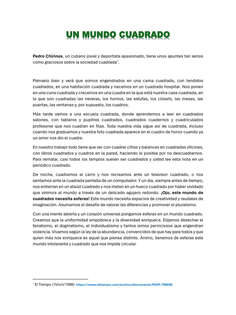 Esferas en un mundo cuadrado | PDF
