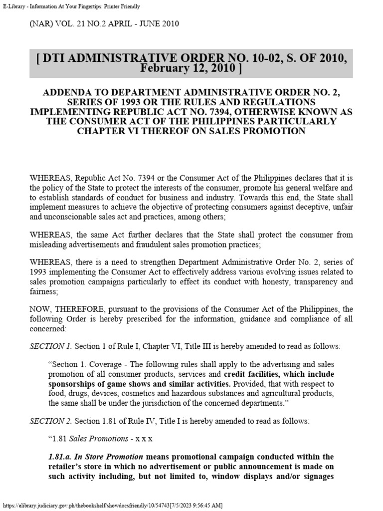 DTI Sales Promotion Rules Update 2010 | PDF | Verification And ...