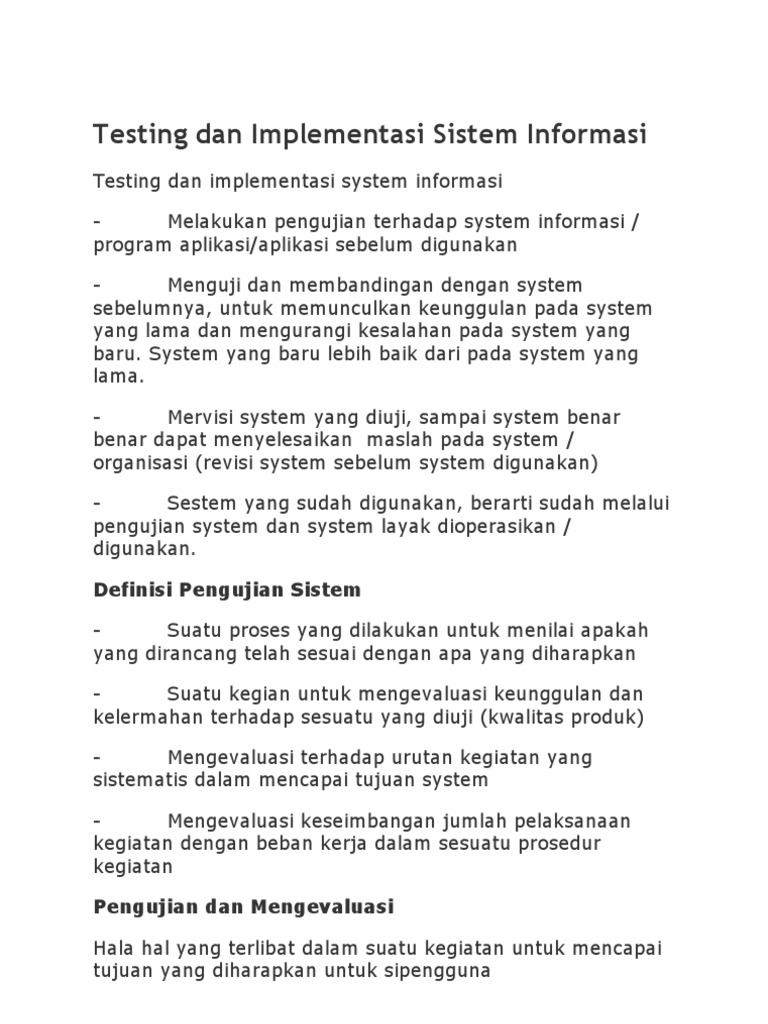 Testing Dan Implementasi Sistem | PDF