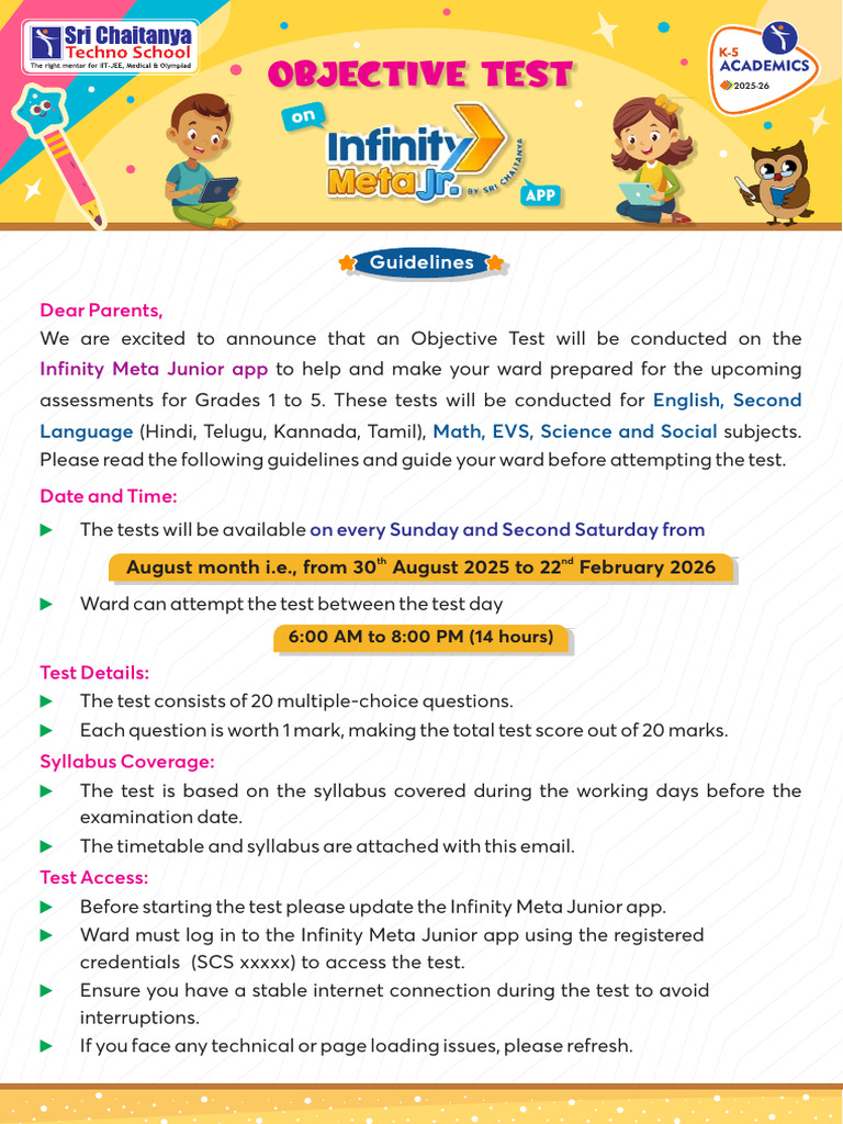 Infinity Meta Junior Test Guidelines | PDF