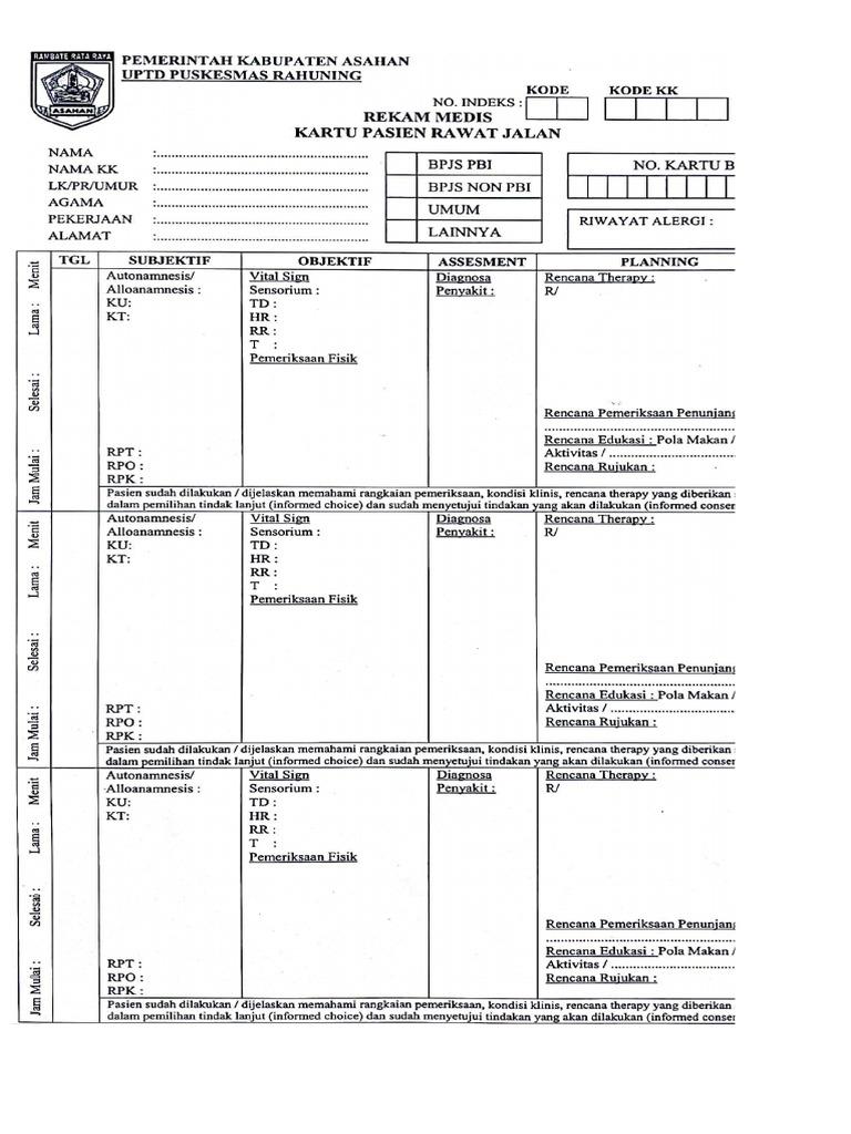 Formulir Rekam Medik 1 | PDF