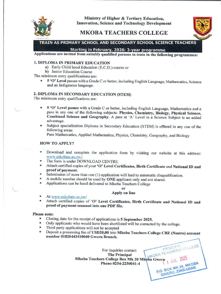 Mkoba Intake Advert | PDF