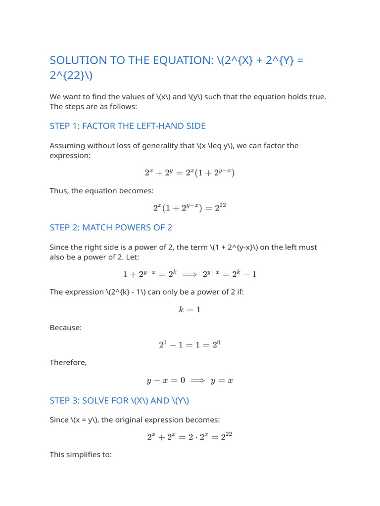 Factoring Powers of 2 - Solution | PDF