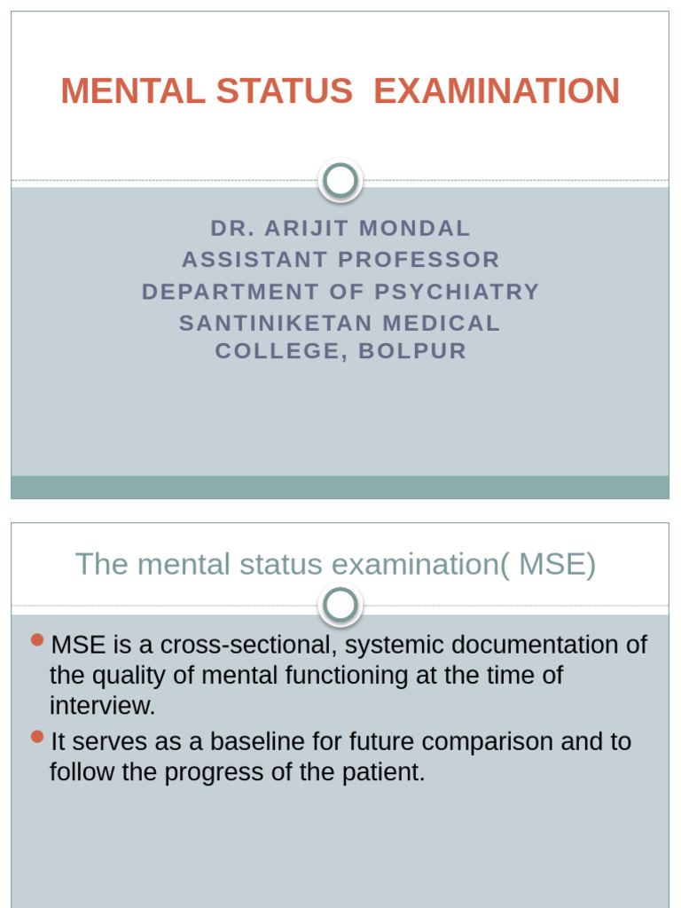 Mental Status Examination Guide | PDF | Cognitive Psychology ...