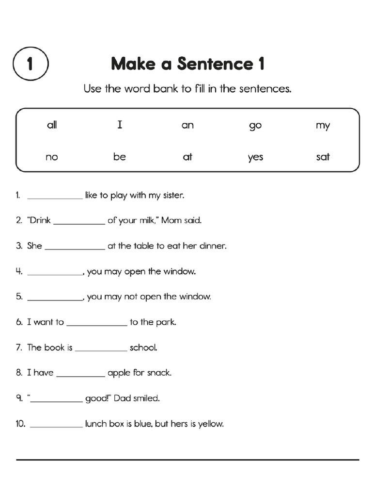 1~10 Make a Sentence Writing Activity Pack | PDF