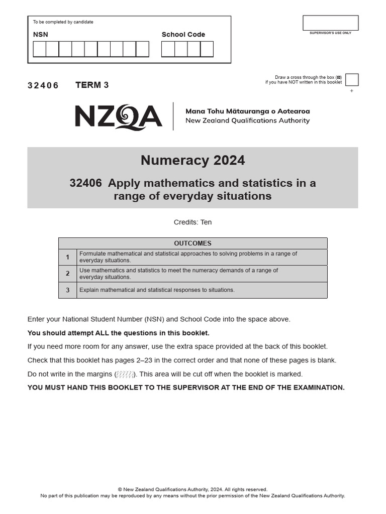 NZQA Numeracy 2024 Exam Guide | PDF | Candle
