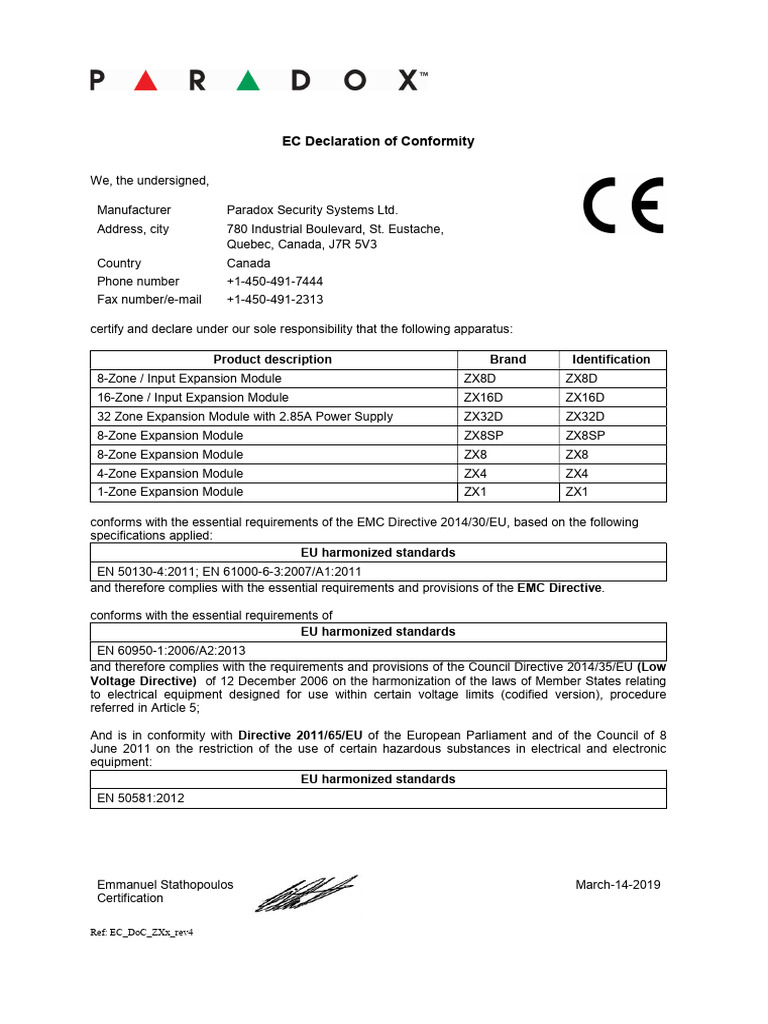 EC DoC ZXX Rev4 | PDF