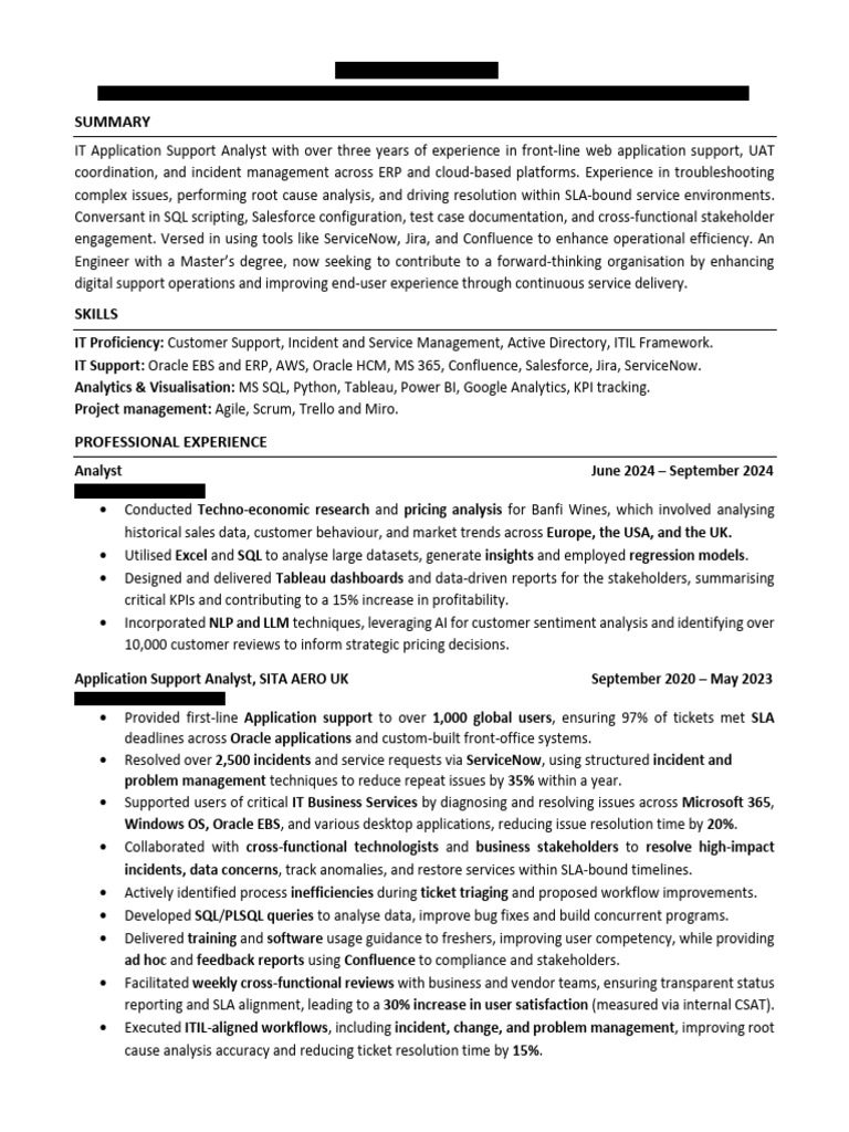 Data Analyst CV Redacted 1 | PDF | Artificial Intelligence | Intelligence (AI) & Semantics