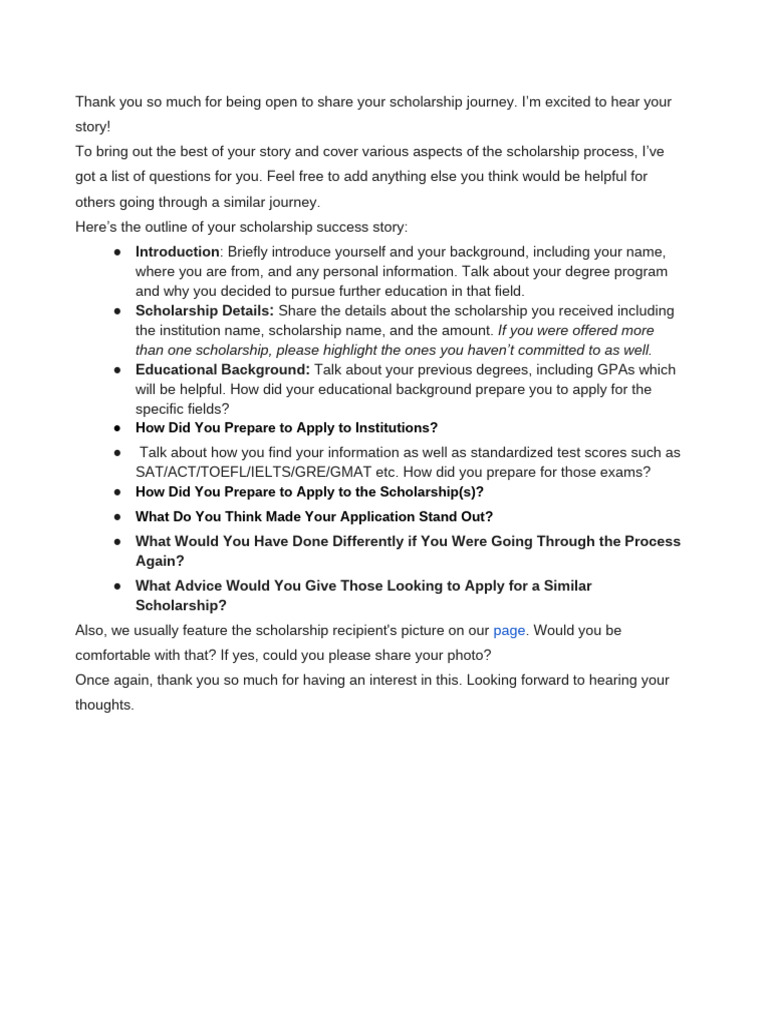 Scholarship Journey: Success Story Guide | PDF
