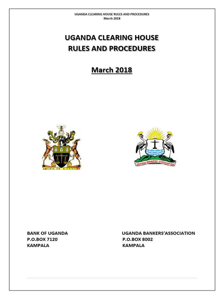 Uganda Clearing House Procedures 2018 | PDF | Cheque | Clearing (Finance)