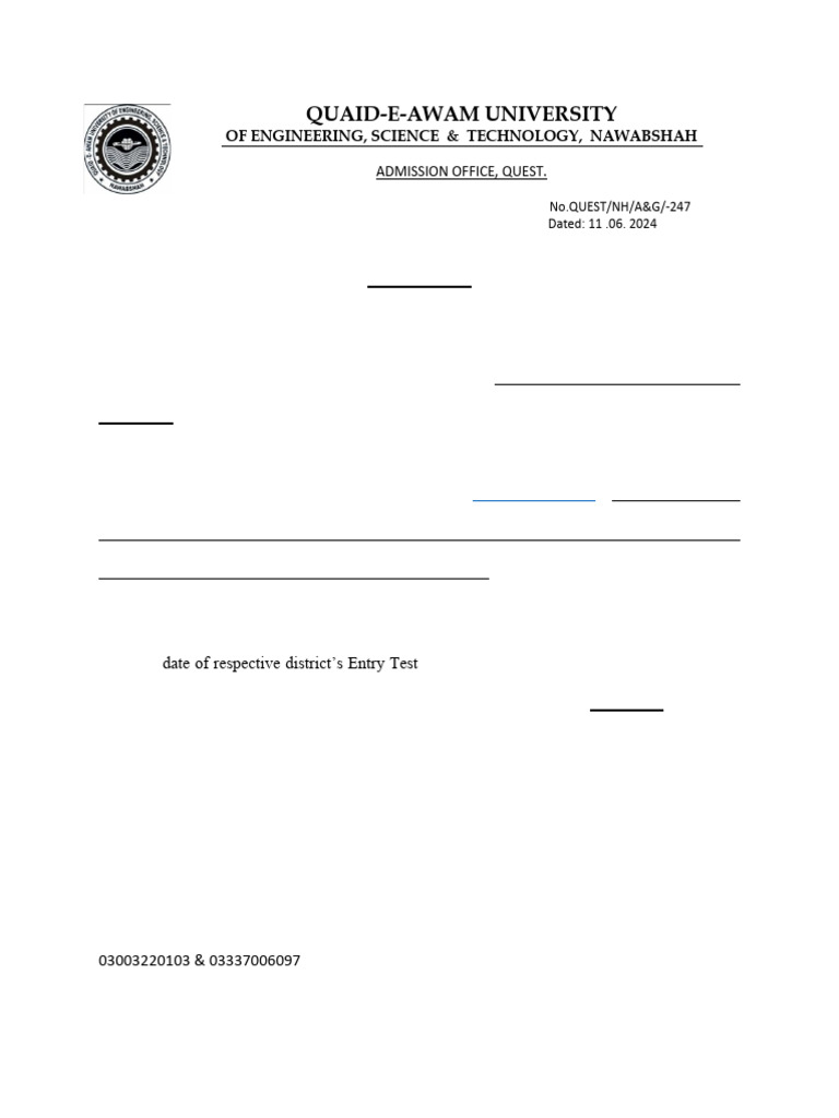 Circular Admit Slip | PDF