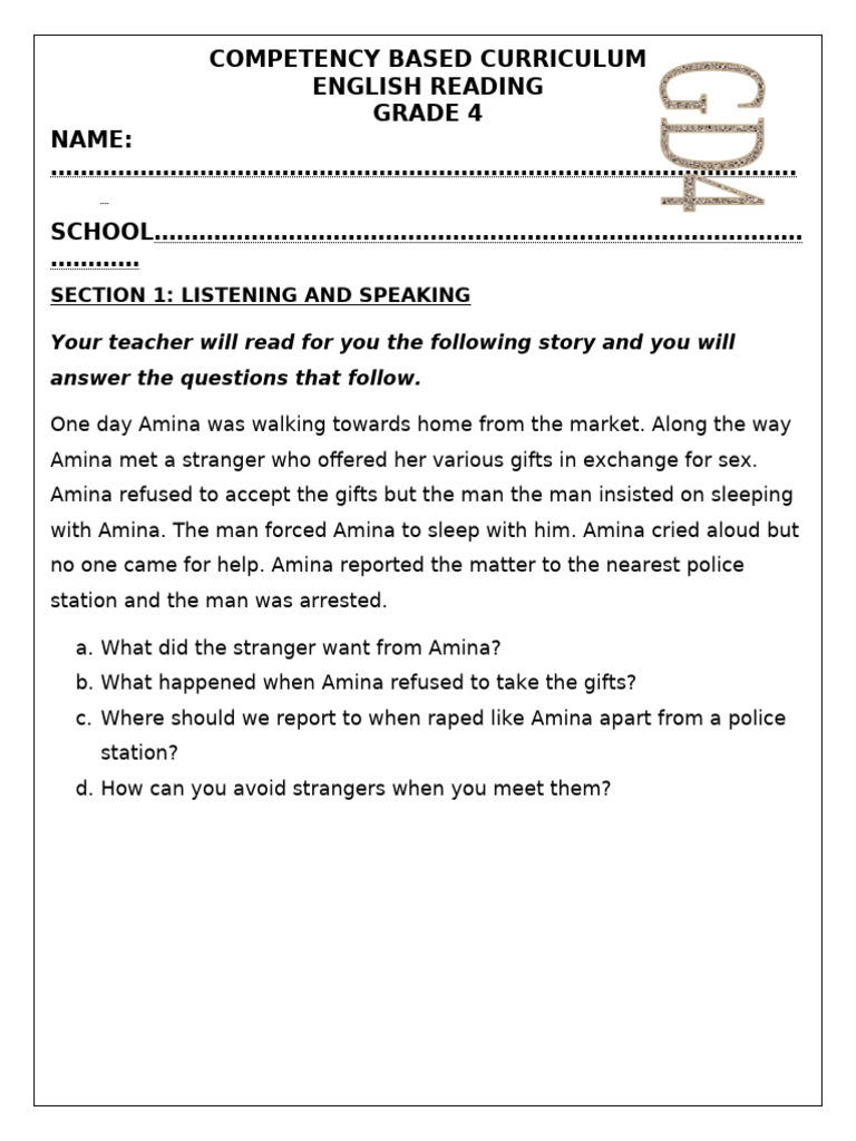 g4 English Reading | PDF