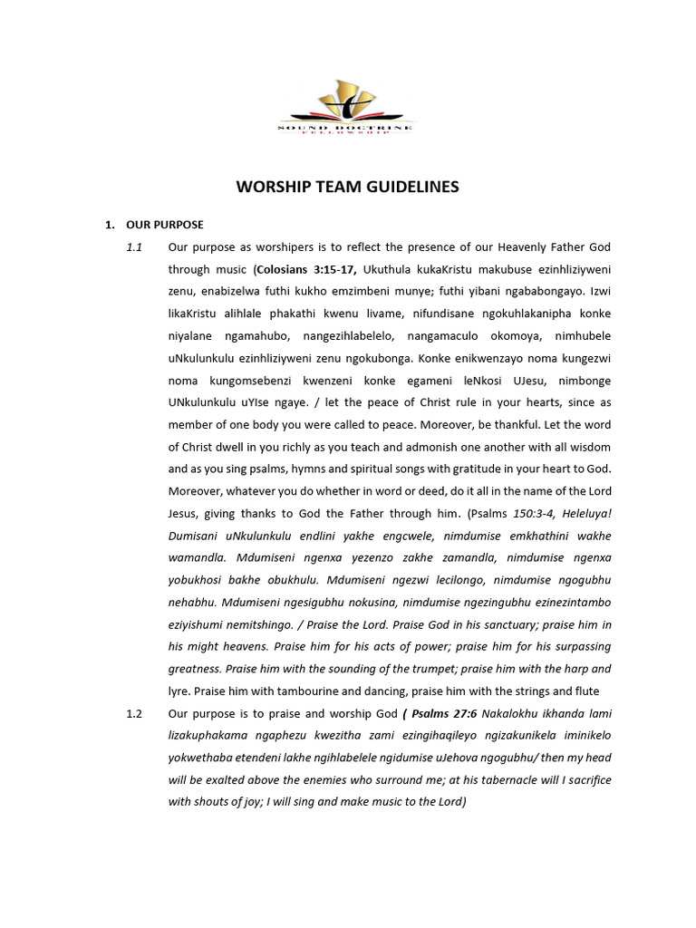 Worship Team Guidelines 2 | PDF | God In Christianity | Eternal Life ...