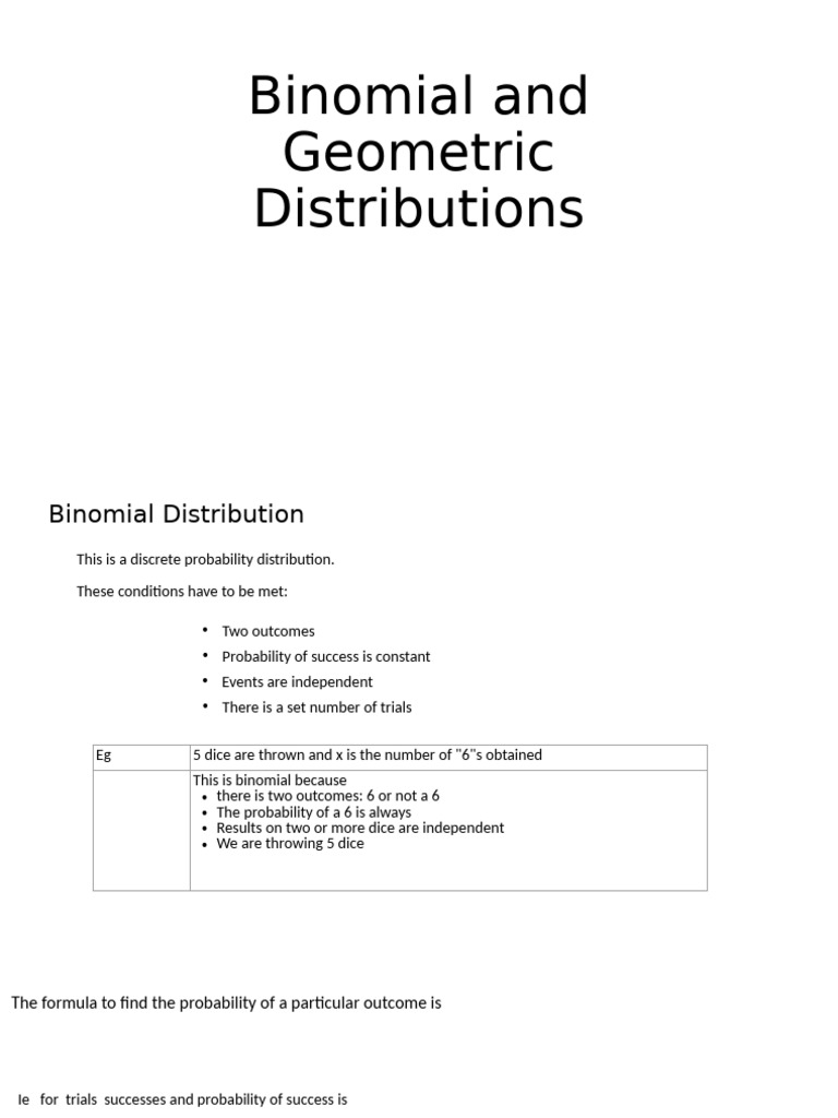 As Binomial and Geometric Distributions | PDF | Probability ...